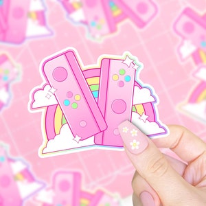 Rainbow Gamer Controller Sticker Kawaii Girl Gaming Decor Cute Fantasy ...