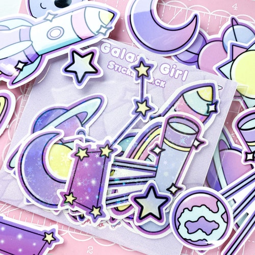 Galaxy Girl Sticker Pack Space Themed Stickers Aesthetic - Etsy