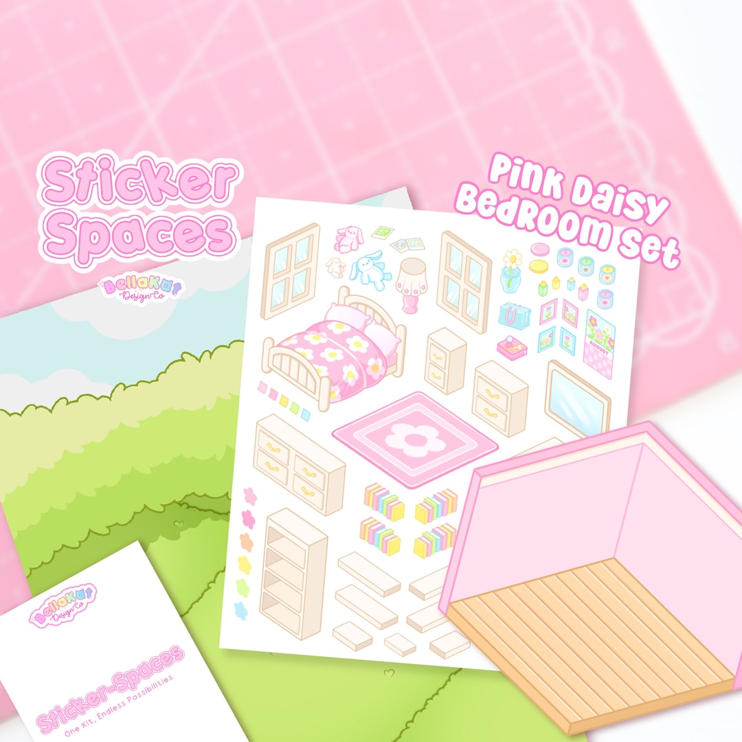 Sticker Spaces Pink Daisy Room Kit for Kids and Adults Cute Custom Room ...