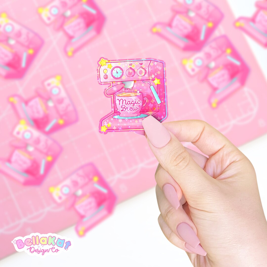 Magical Brew Pink Coffee Sticker Kawaii Coffee Lovers Stationary Laptop ...