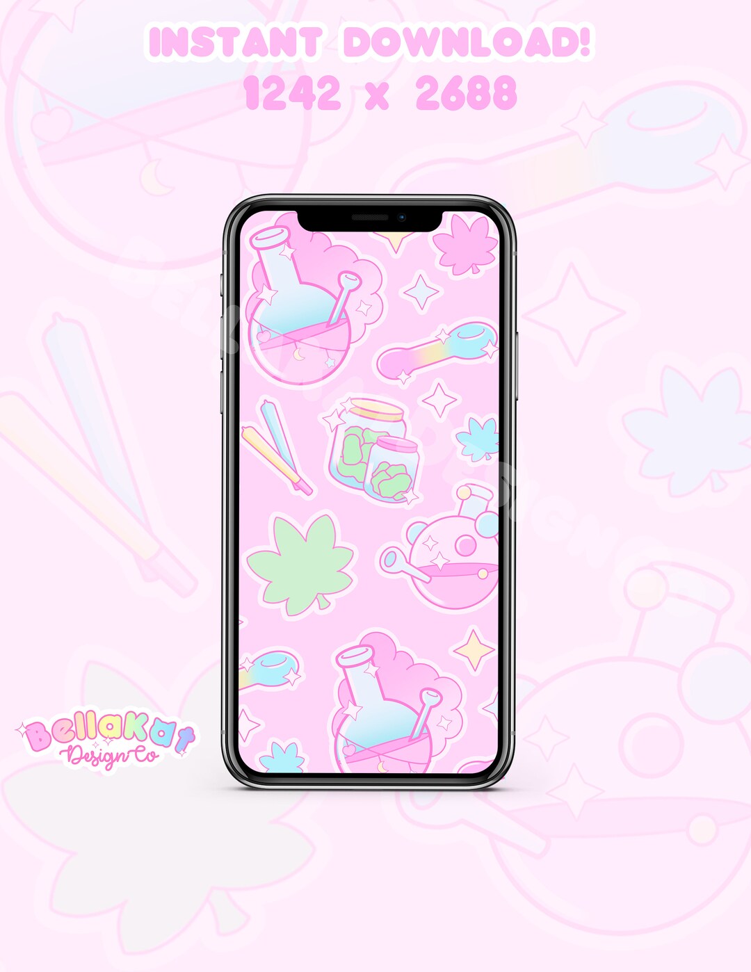 Kawaii 420 Digital Phone Wallpaper Cute Marijuana Phone Background, 420 ...