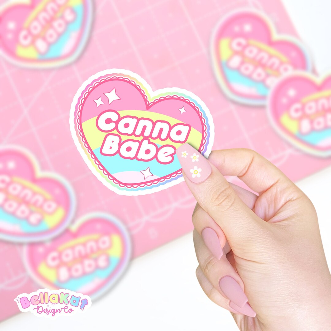 Canna Babe 420 Rainbow Heart Sticker Kawaii Cannabis Accessories ...