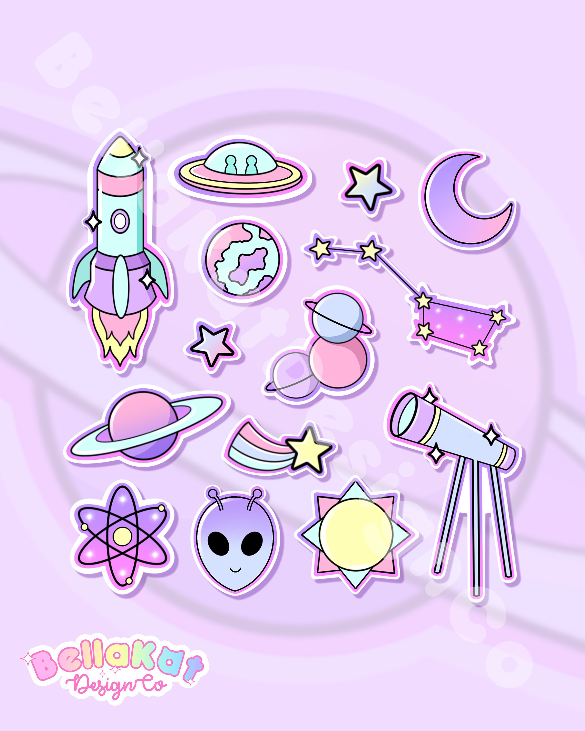Galaxy Girl Sticker Pack Space Themed Stickers Alien - Etsy