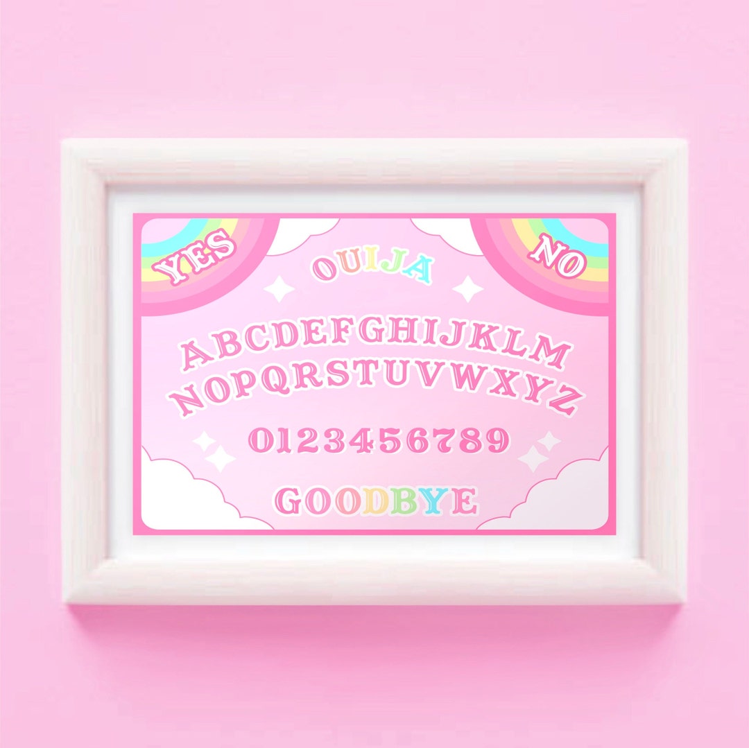 Kawaii Pink Ouija Board Art Print Kawaii Spooky Wall Decor, Cute ...