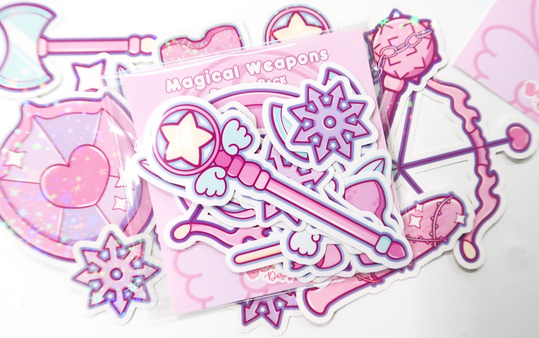 Purple Fantasy Weapons Sticker Pack Magical Girl Stickers, Cute Gamer ...