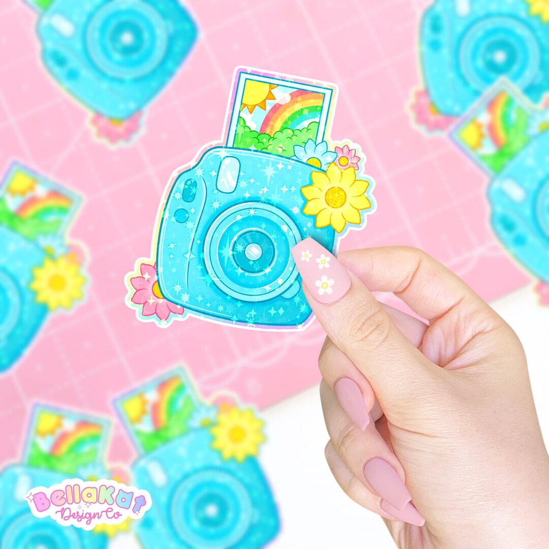 Aesthetic Rainbow Camera Sticker Cute Spring Flower Laptop Decal Kawaii ...