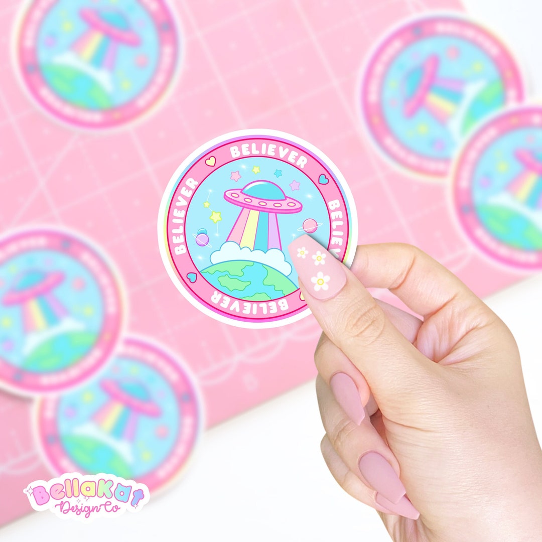 Alien Believer Rainbow UFO Sticker Kawaii Girl Galaxy Stickers - Etsy