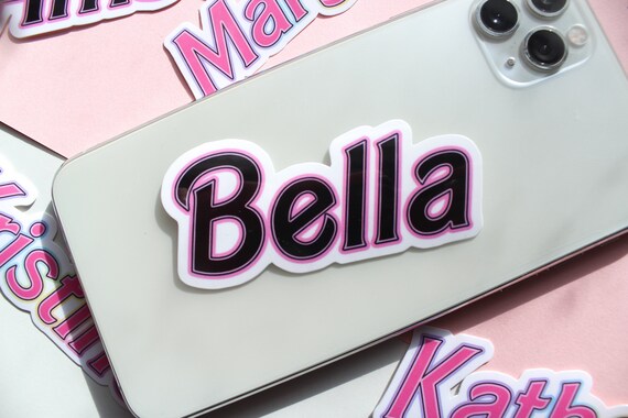 Custom Black and Pink Name Sticker Customizable Name - Etsy