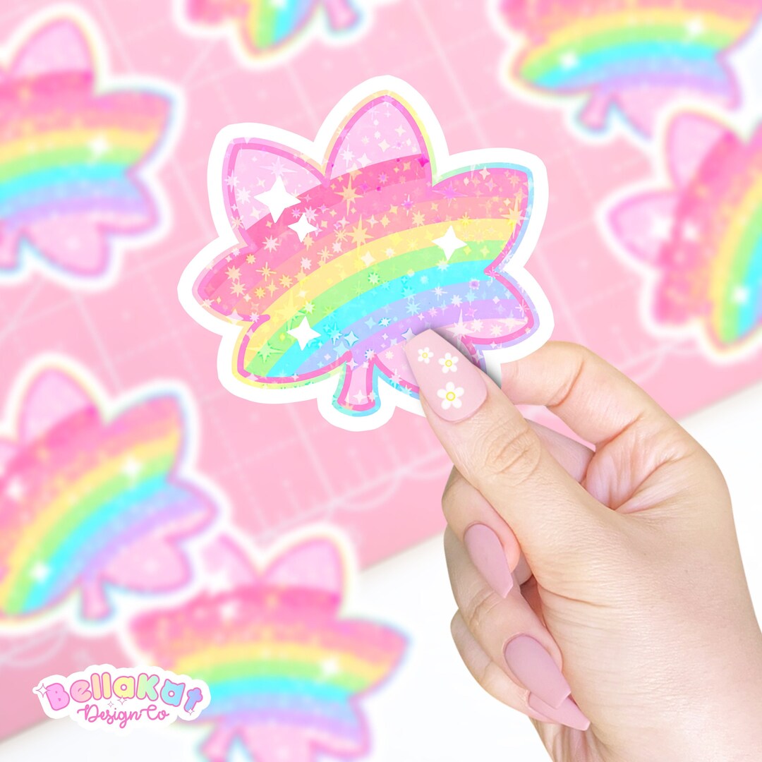 Rainbow 420 Girl Weed Leaf Sticker Kawaii Marijuana Stickers Cute ...