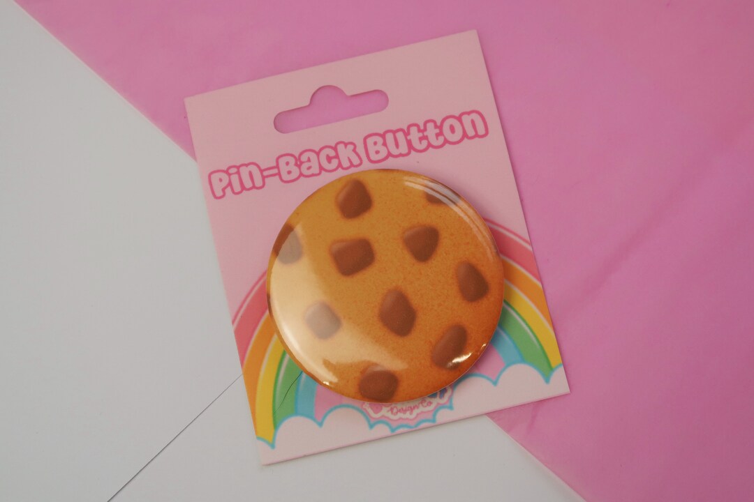 Chocolate Chip Cookie Kawaii Button Badge Cute Dessert Aesthetic Pin ...