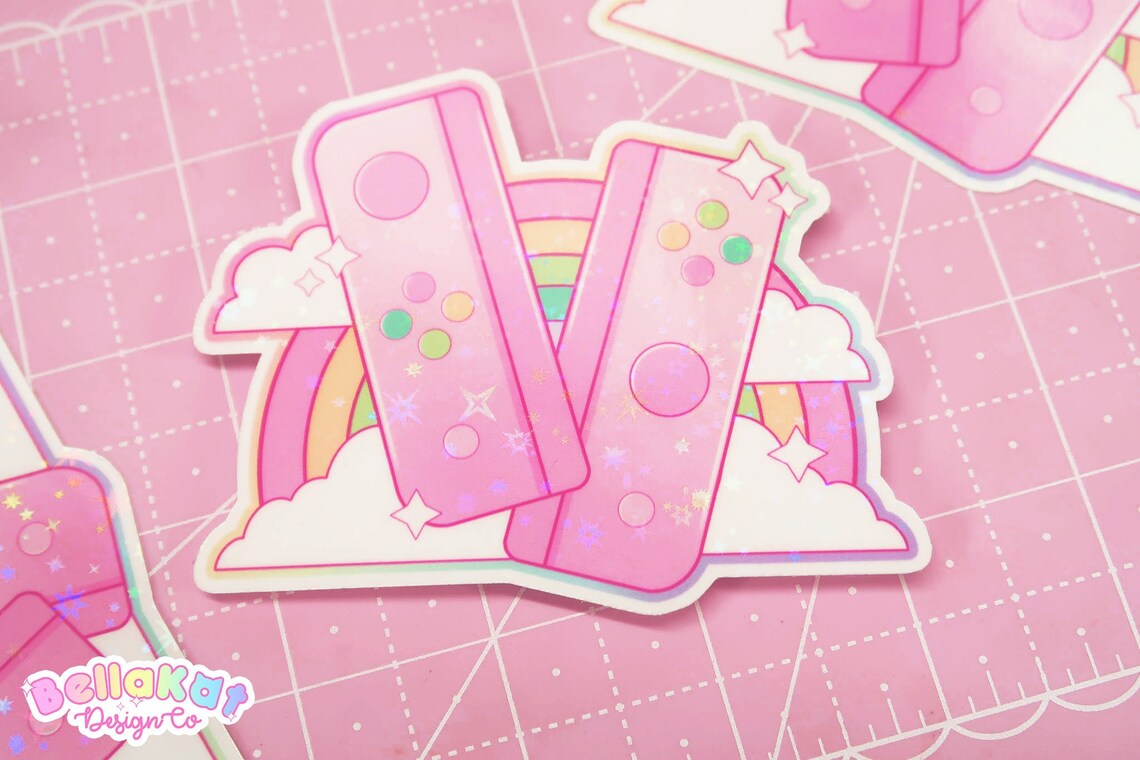 Rainbow Gamer Controller Sticker Kawaii Girl Gaming Decor - Etsy