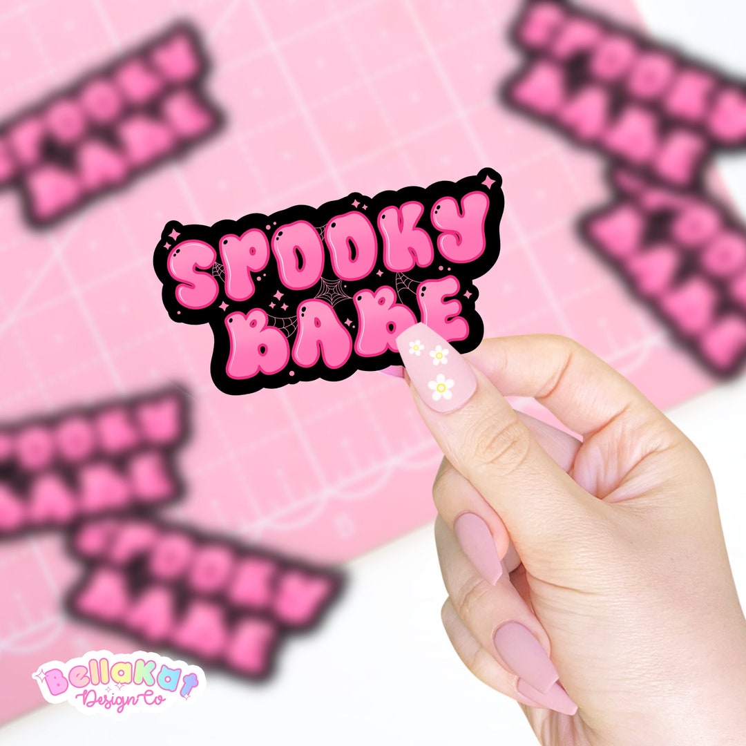 Spooky Babe Pink Cobweb Halloween Sticker Cute Pastel Goth Spooky ...