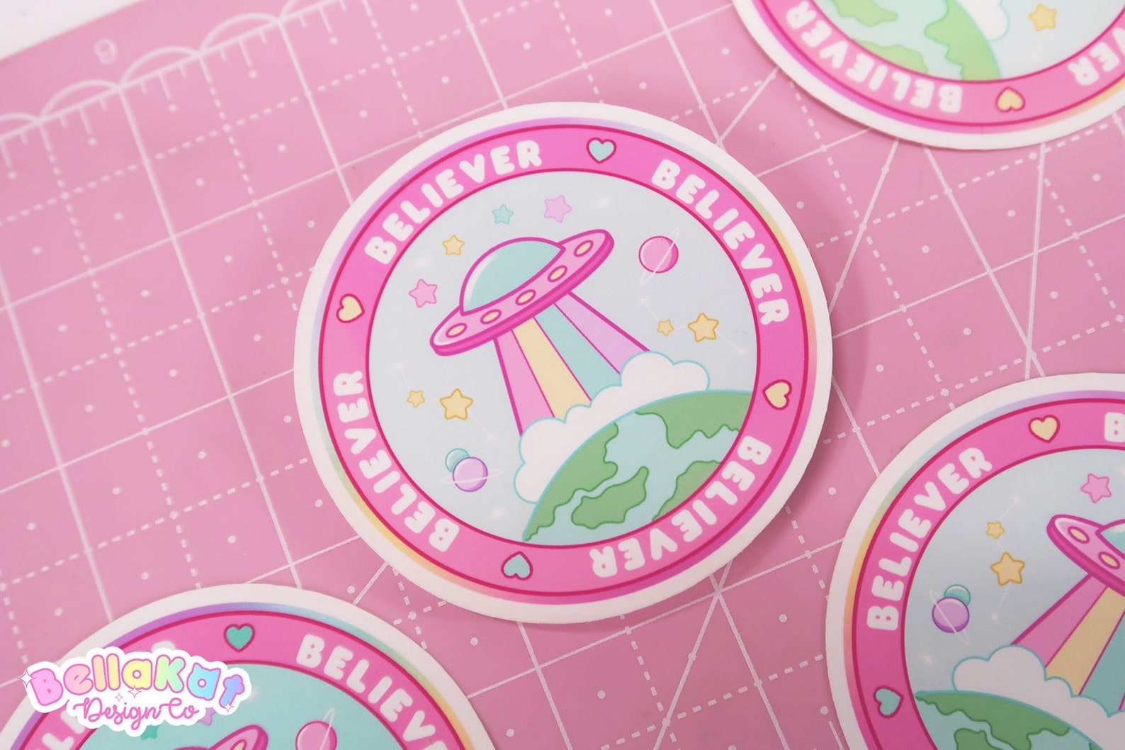 Alien Believer Rainbow UFO Sticker Kawaii Girl Galaxy - Etsy