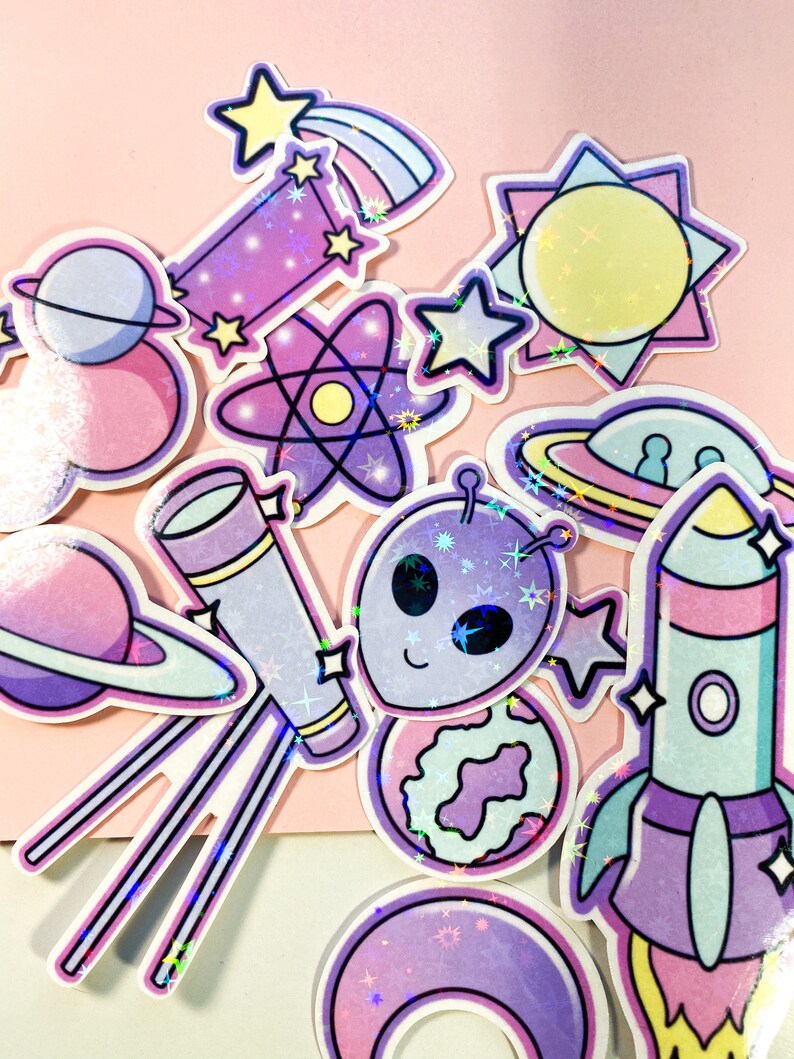 Galaxy Girl Sticker Pack Space Themed Stickers Alien | Etsy