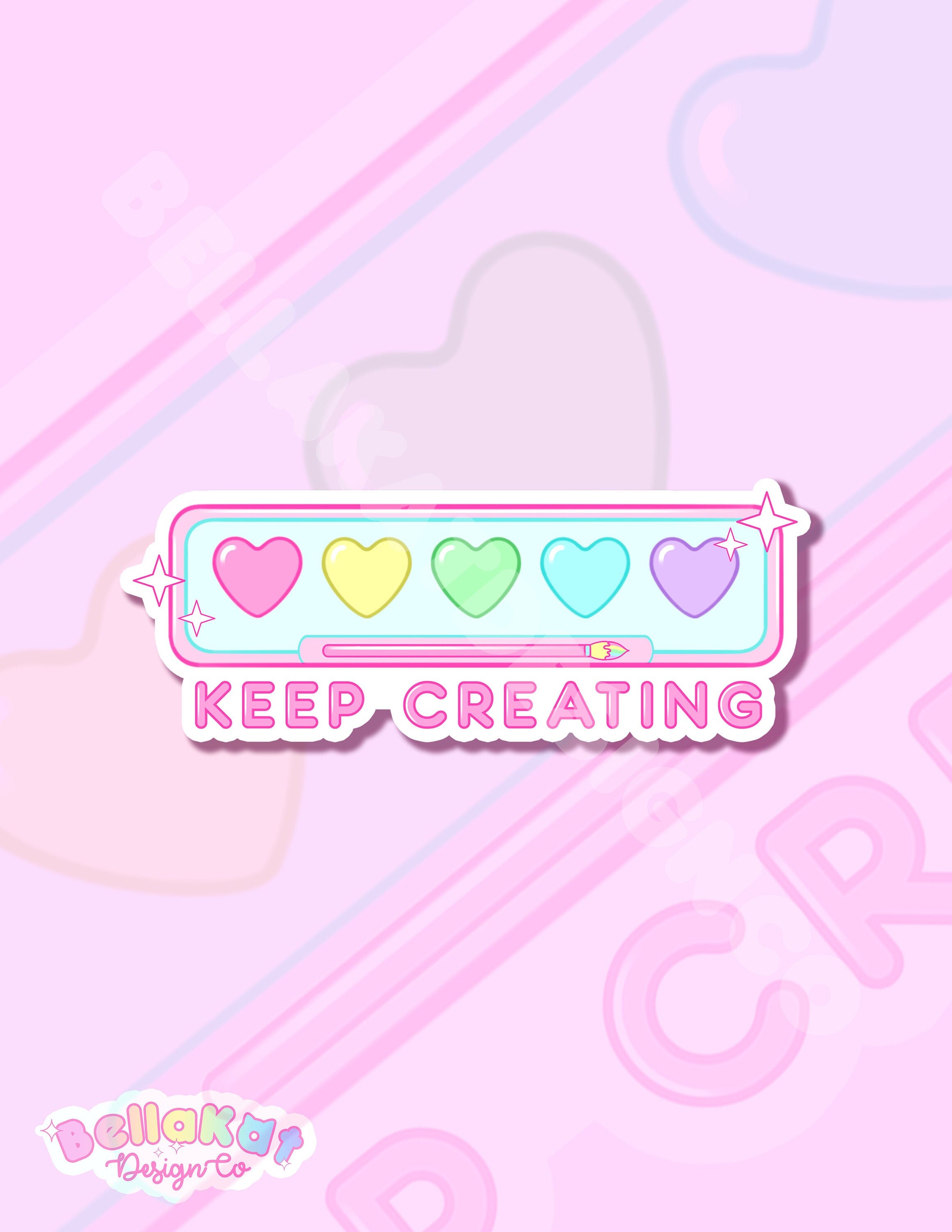 Keep Creating Artist Sticker Cute Watercolor Sticker Kawaii | Etsy