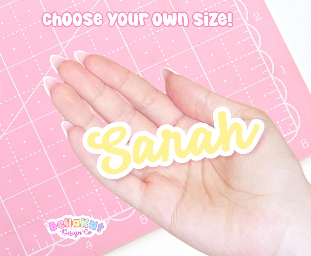 Yellow Cursive Custom Name Sticker Cute Personalized Name Sticker Gift ...