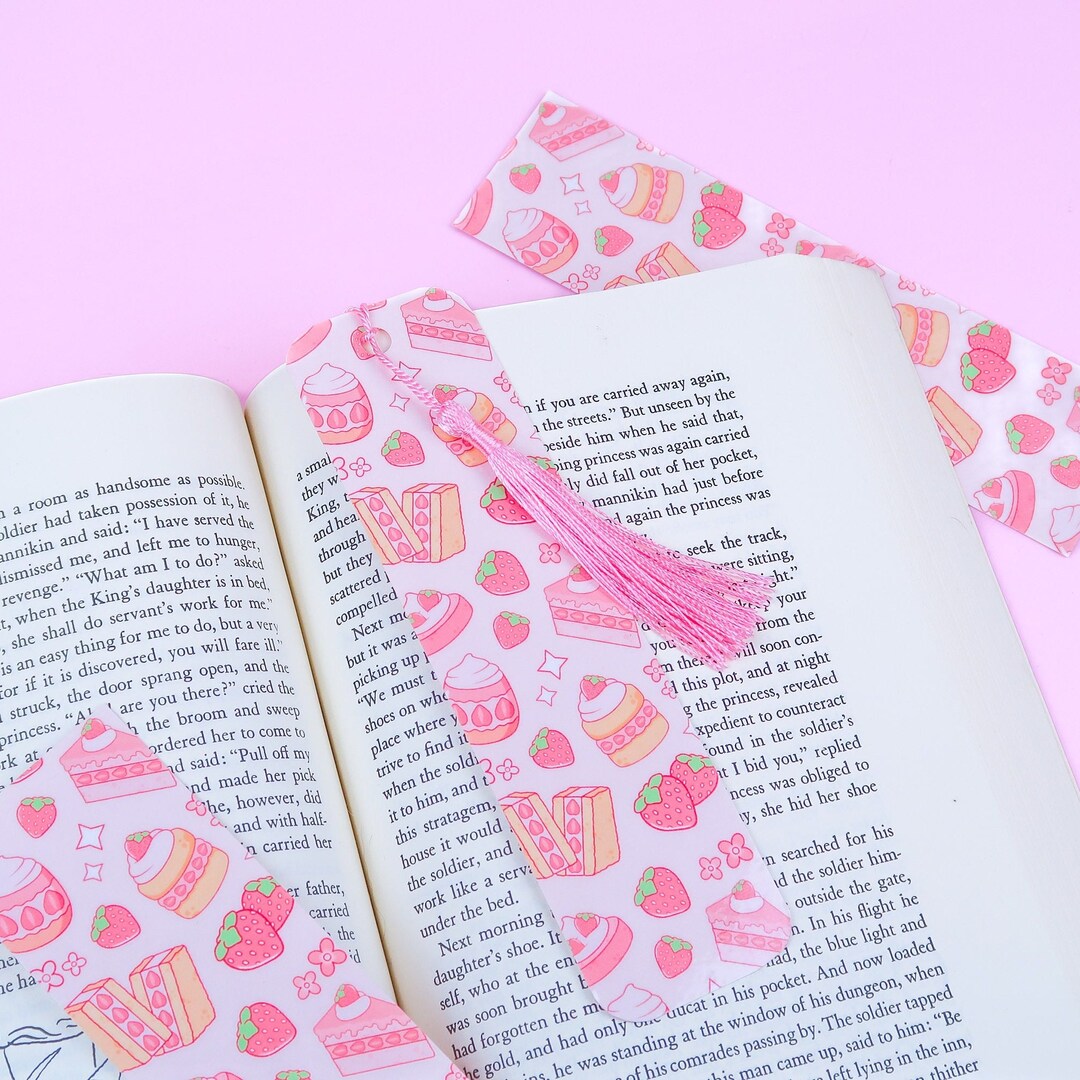 Strawberry Shortcake Aesthetic Bakery Bookmark Kawaii Pink Dessert ...