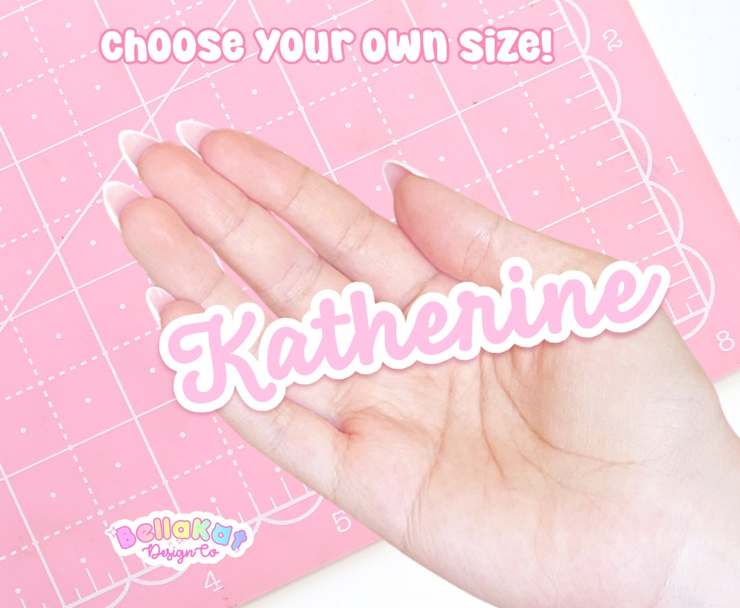 Pink Cursive Custom Name Sticker Cute Personalized Name Sticker Gift ...