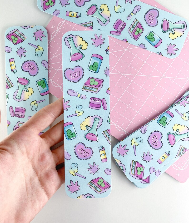 420 Themed Bookmark Stoner Girl Aesthetic Weed Bookmark | Etsy