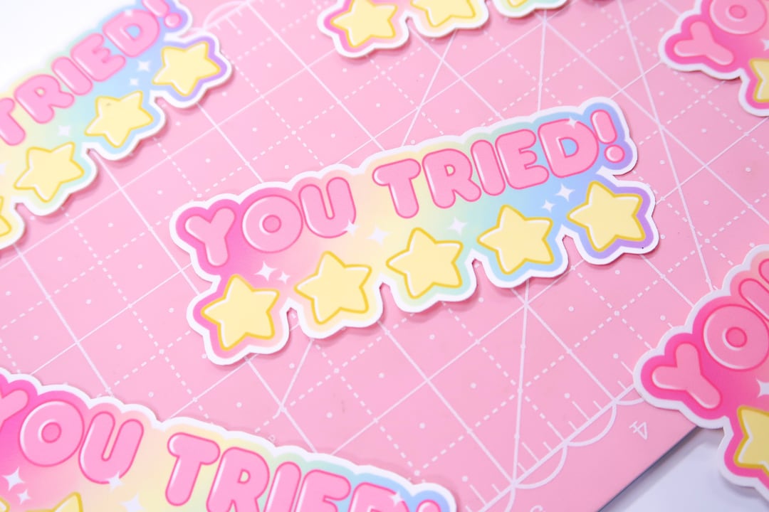 You Tried 5 Star Rainbow Sticker Cute Anxiety Planner Stickers Mental ...