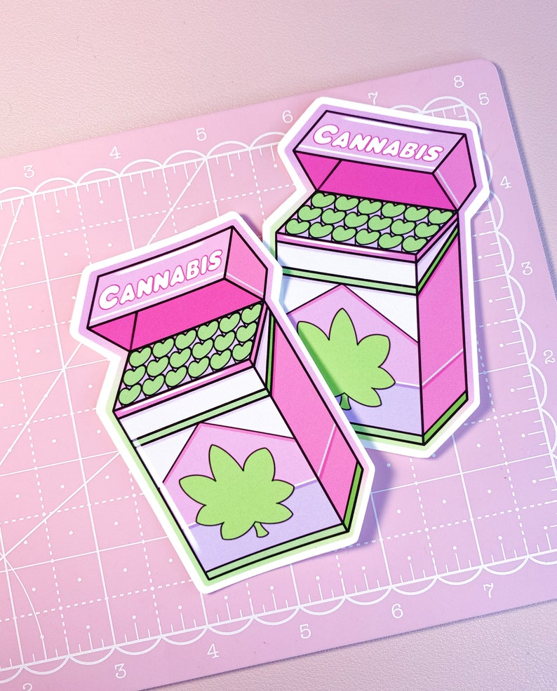 Cute Cannabis Box Girly Pink 420 Sticker Stoner Stickers | Etsy