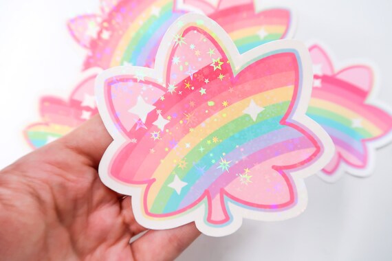 Kawaii Stoner Cute Weed 420 Rainbow Pot Leaf Sticker Car Waterproof Vinyl Decal For Laptop Water ...