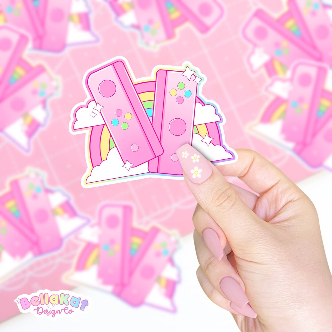 Rainbow Gamer Controller Sticker Kawaii Girl Gaming Decor Cute Fantasy ...