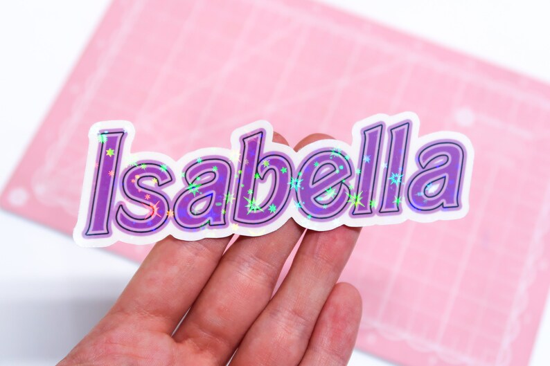 Custom Purple Name Tag Sticker Cute Customizable Stickers - Etsy