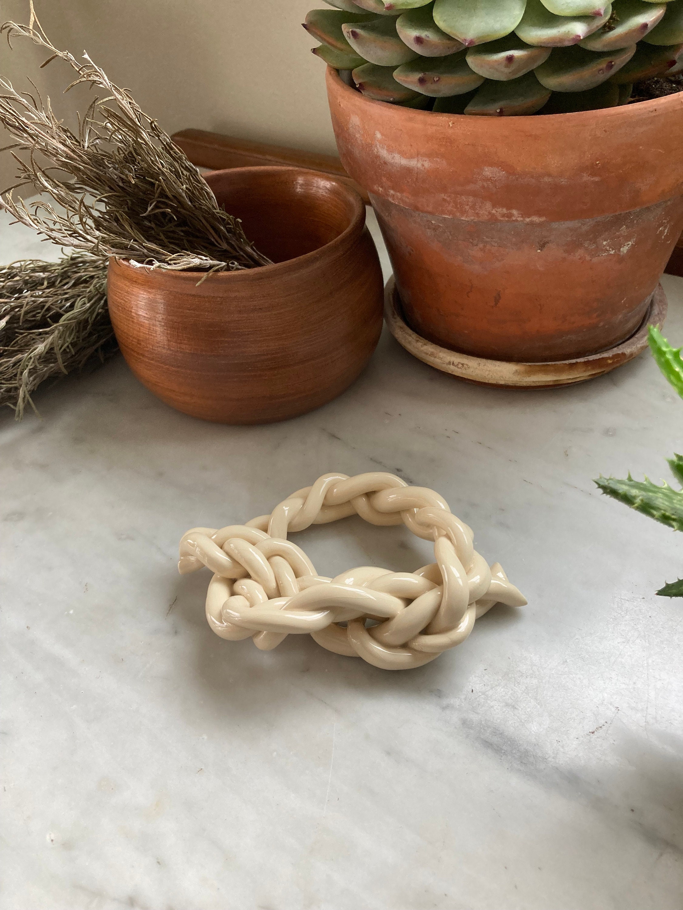 Braided Ceramic Knot Ceramic Sculpture Coffee Table Decor - Etsy