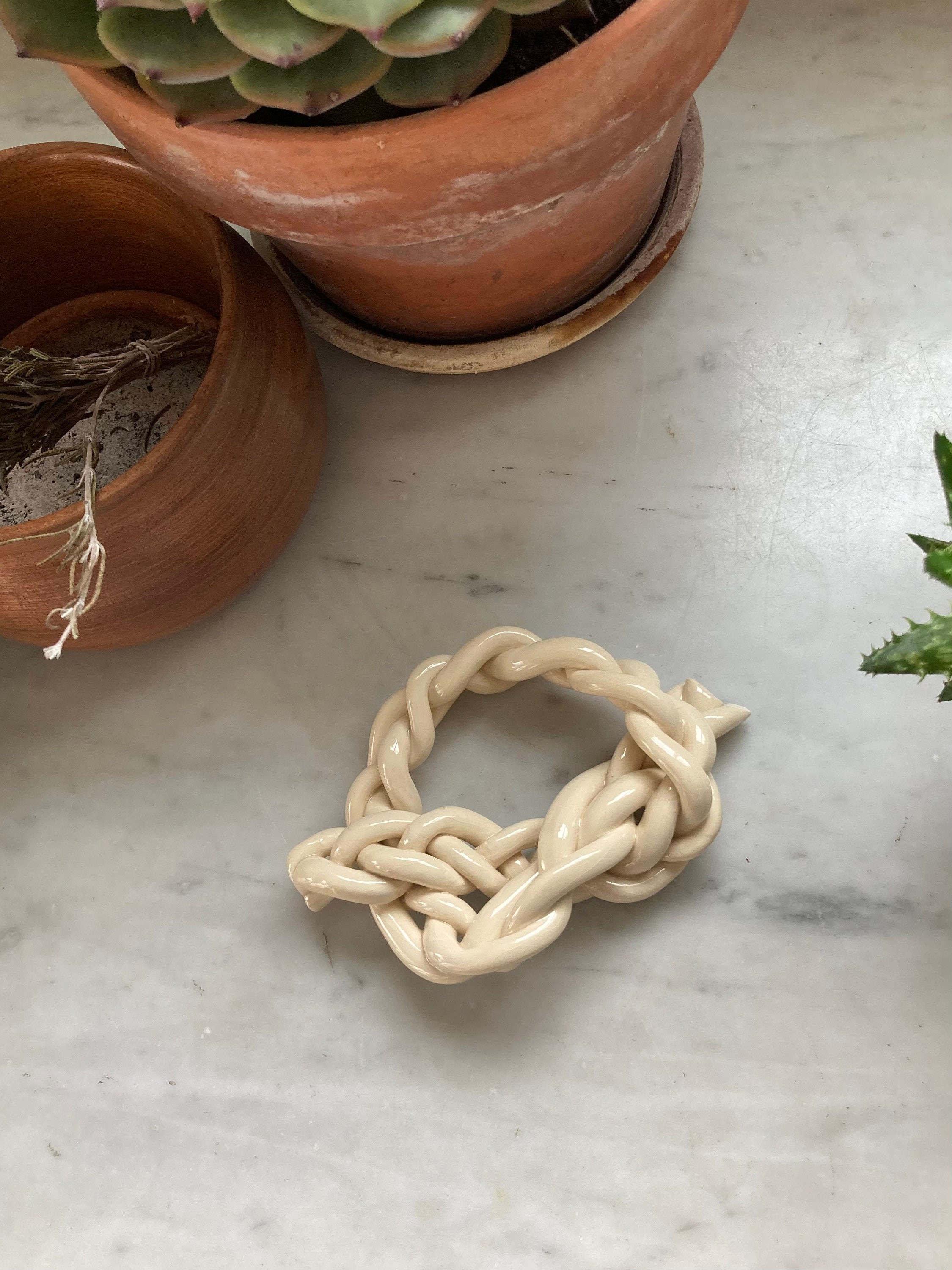 Braided Ceramic Knot Ceramic Sculpture Coffee Table Decor - Etsy