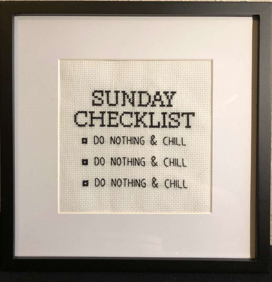 Sunday Checklist Cross Stitch Pattern (PDF) - Funny Cross Stitch ...