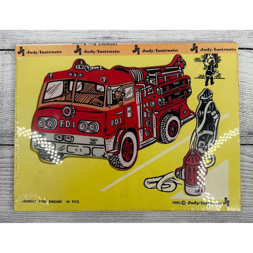 Vintage Judy Instructo Wood Puzzle 1980 Fire Engine - Etsy