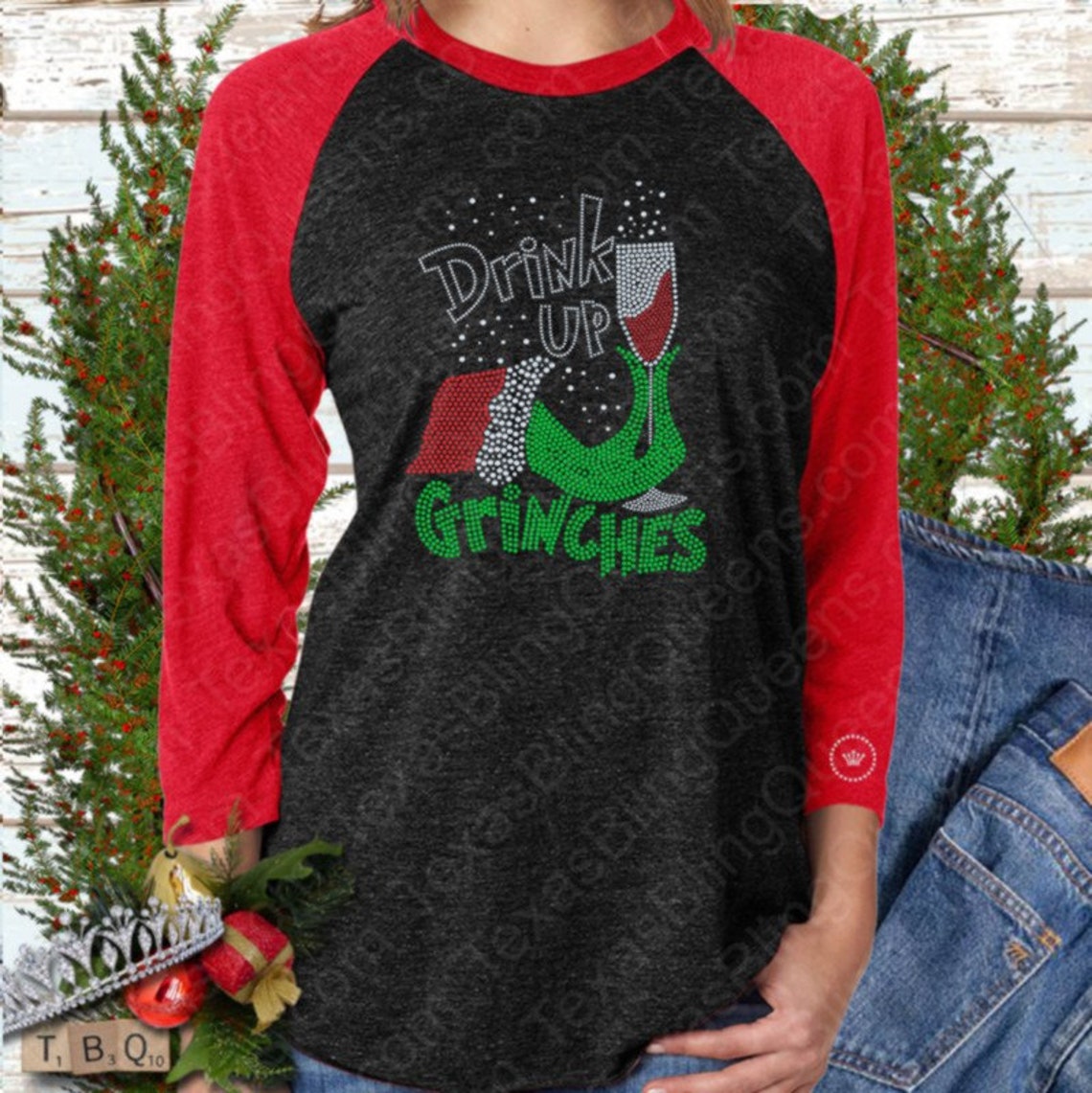 Drink up Grinches Christmas Beer Spangle Bling DIY Sparkle Iron on ...