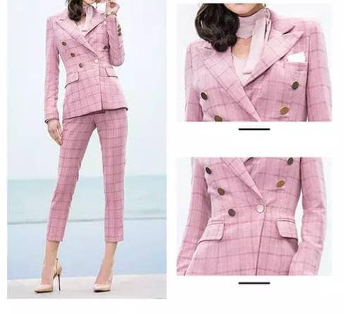 Pink Double Breasted Plaid Suits Chequered 2 Piece Suit With - Etsy UK