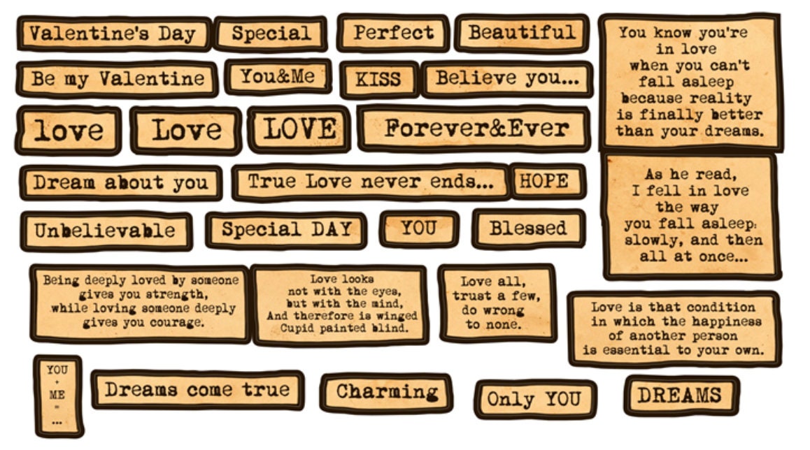 Love Words Phrases Quotes Stickers 30pcs Small Vintage | Etsy