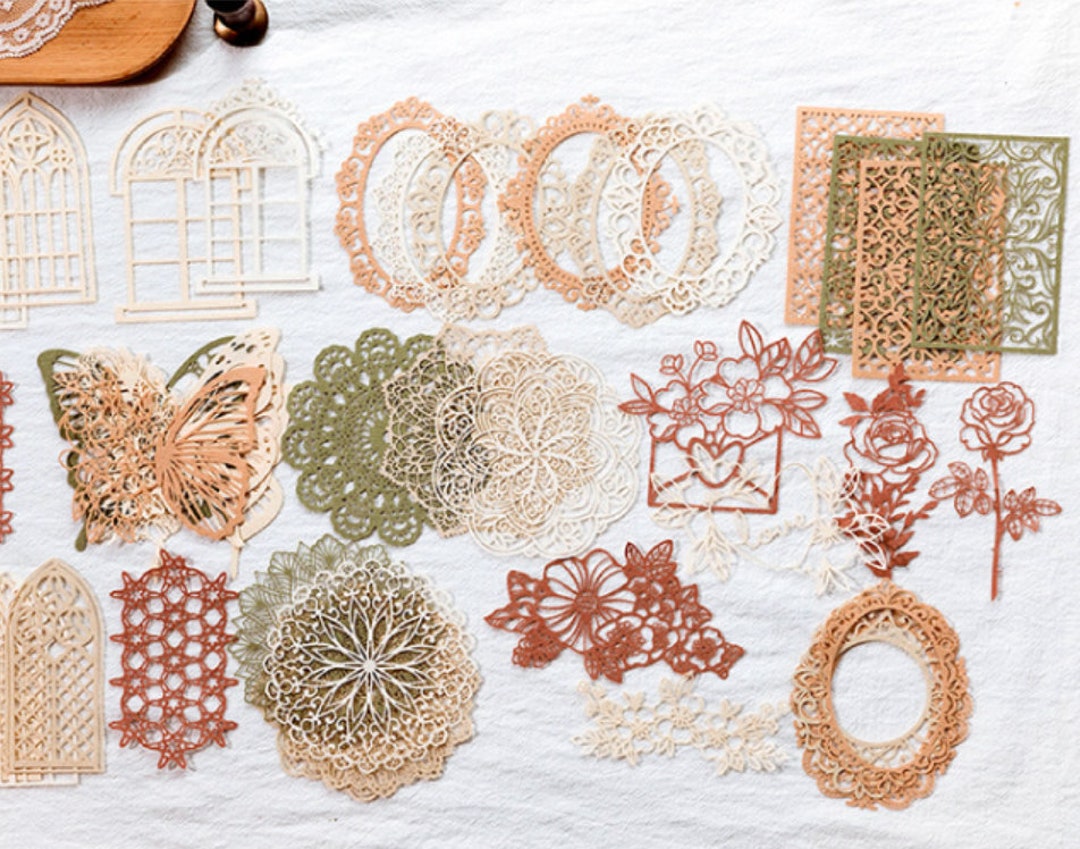 Colorful Floral Lace Paper Doilies 10pcs, Flower Butterfly Lace Paper ...