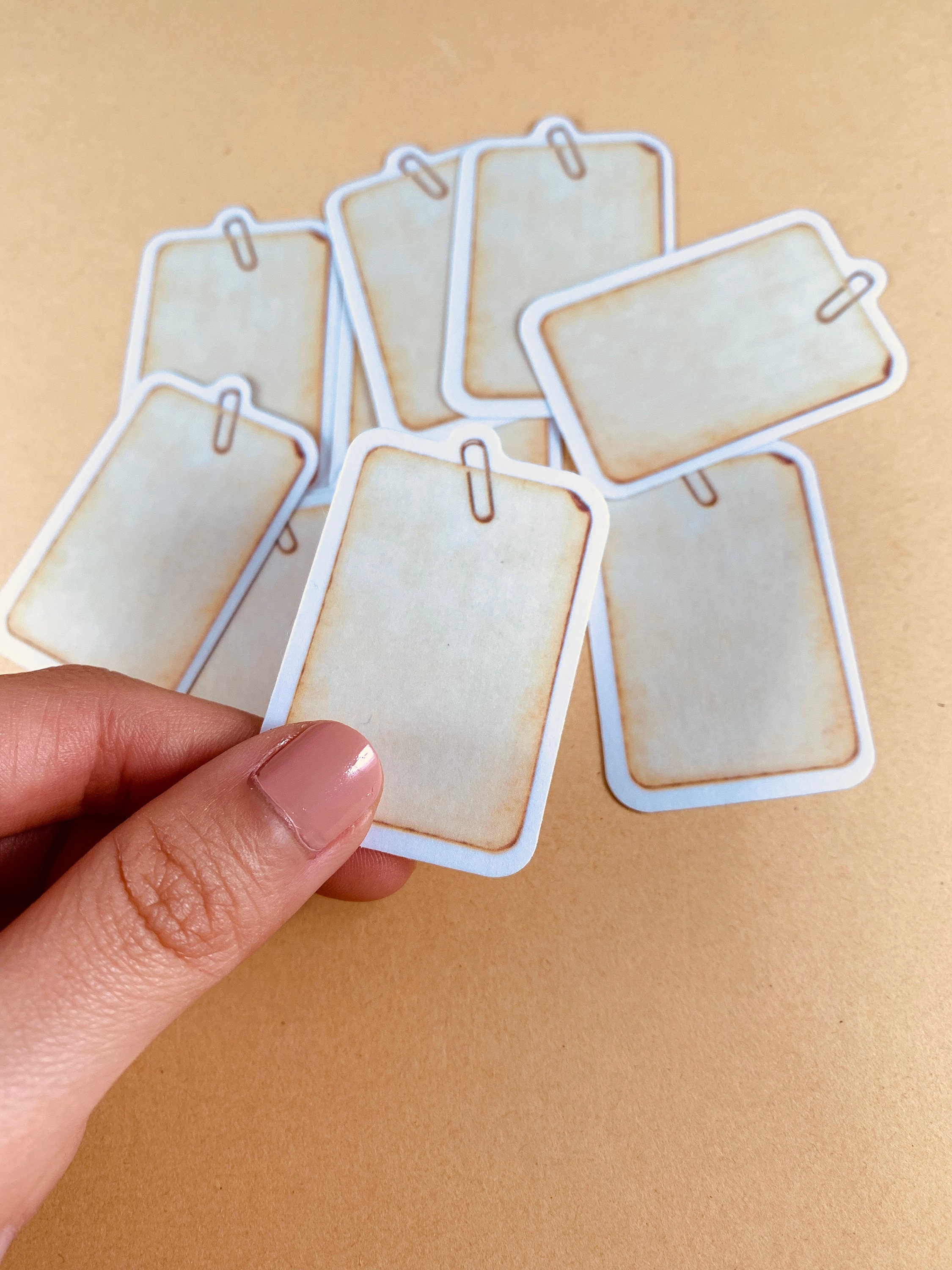 Vintage Translucent Tag With Paper Clips Stickers 10pcs Note - Etsy