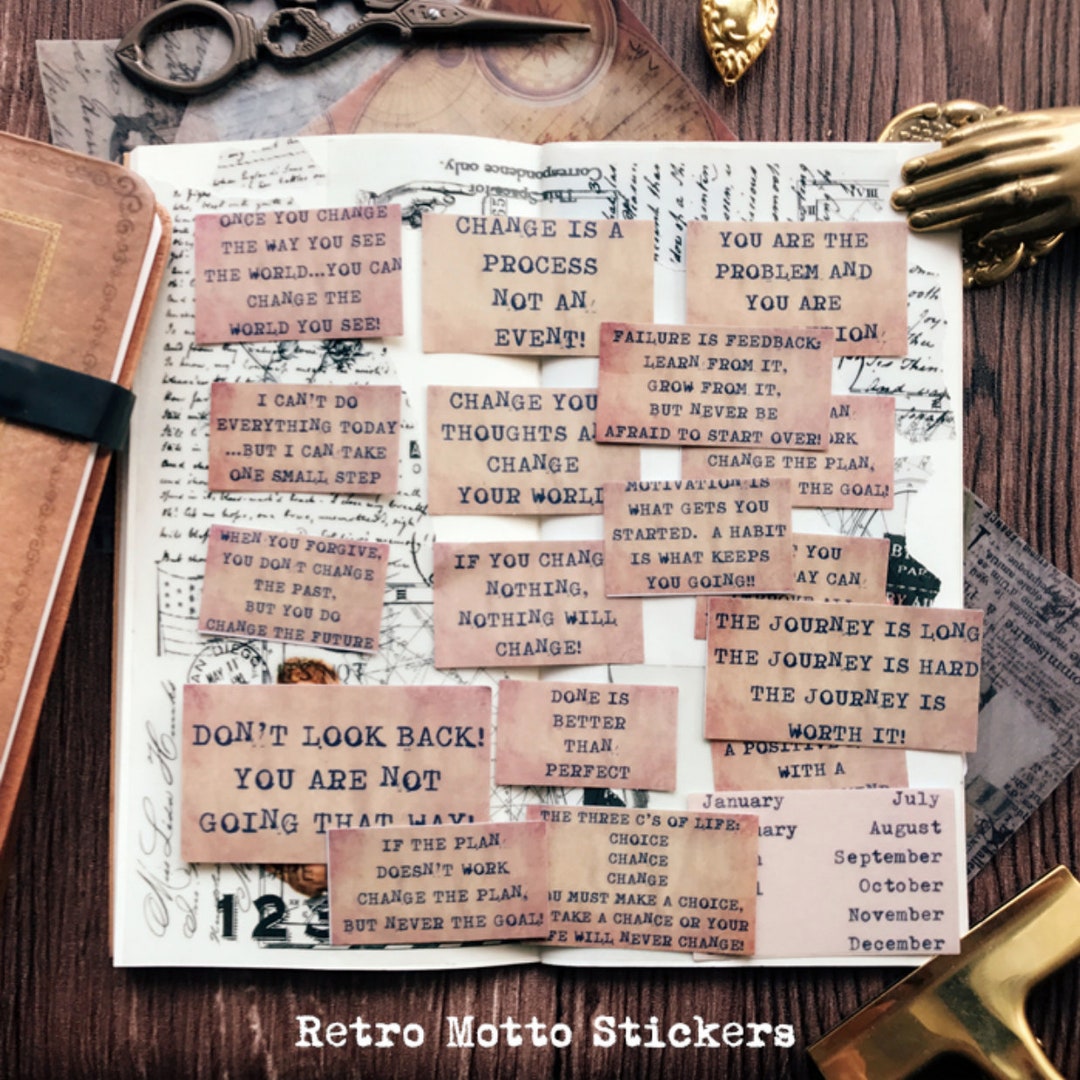 Retro Inspirational Typewriter Quote Vellum Stickers 17pcs, Vintage ...