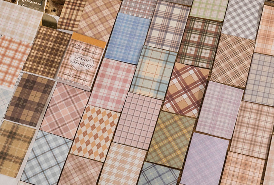 50pcs Mini Plaid Pattern Paper Booklet Junk Journal Plaid Scrap Deco ...