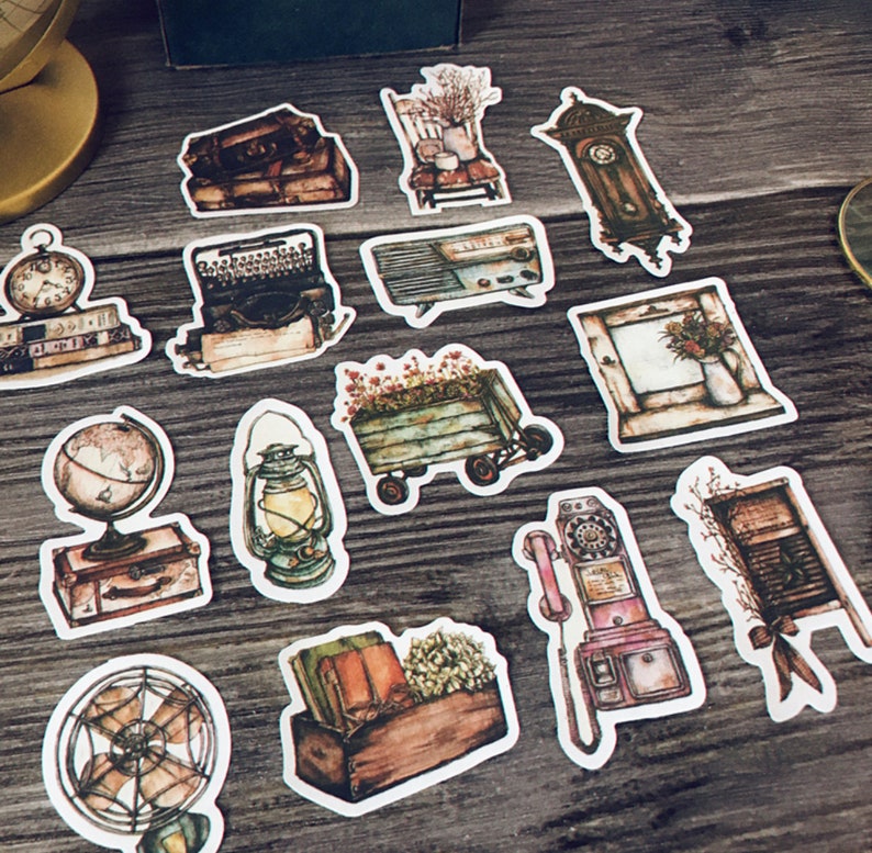 Vintage Items European Antique Sticker 14pcs, Vintage Typewriter ...