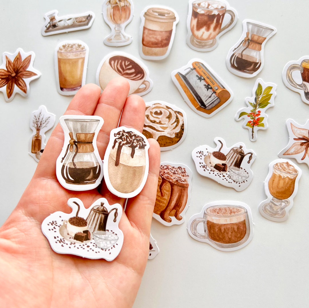 Winter Coffee Stickers Cafe Sticker 46pcs, Coffee Shop Mocha Latte ...