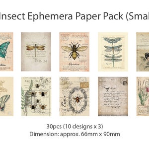 Small Insect Ephemera Paper Kit 30pcs, Non-adhesive Reproduction ...