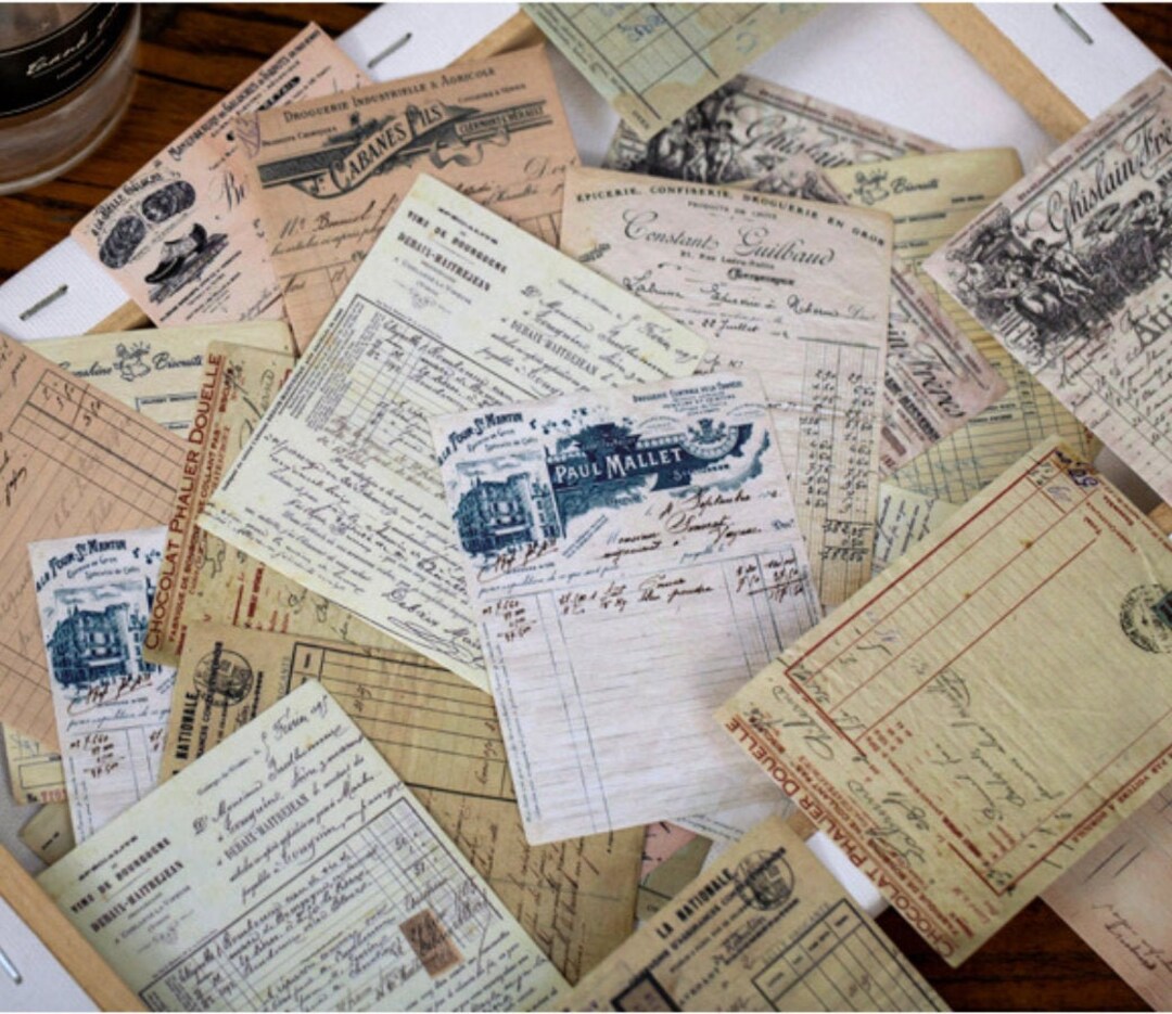 Small Receipt Ephemera Paper Kit 30pcs, Non-adhesive Reproduction ...