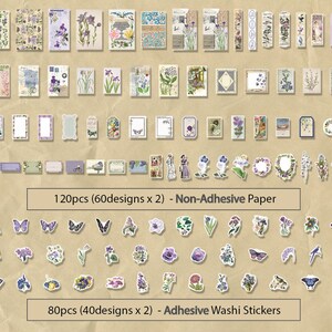 200PCS HUGE Ephemeral Junk Journal Pack, Nature Purple Theme, Stickers ...
