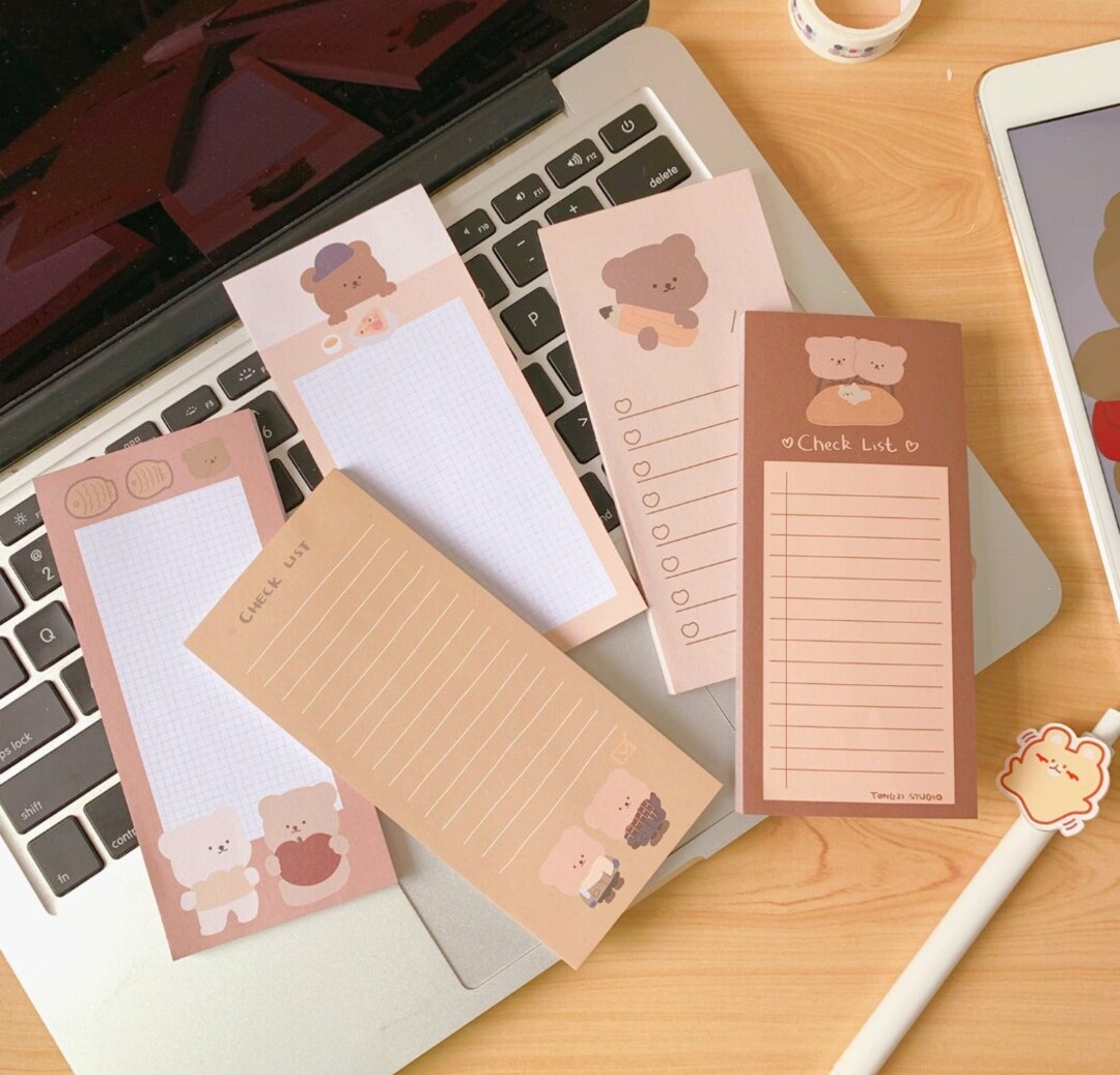 Cute Bear Notepad 50 Sheets, Adorable Bear Memo Pads, Non-adhesive To ...