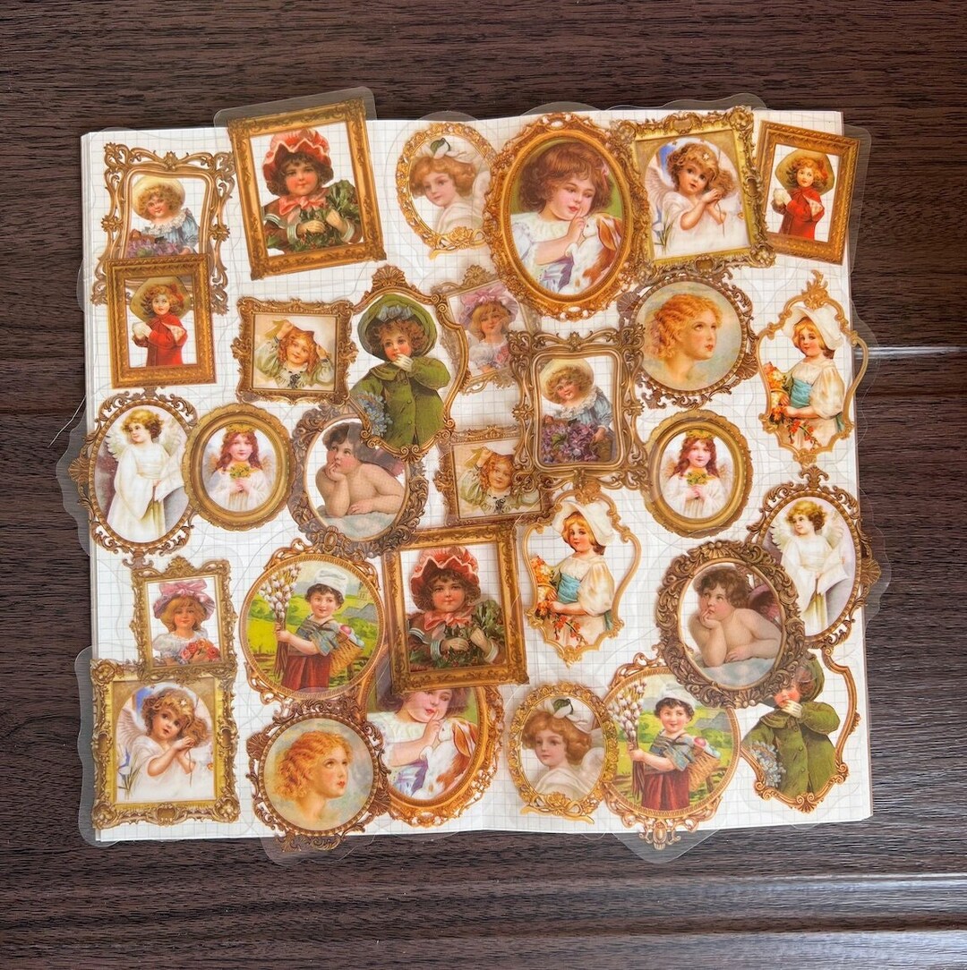 Retro Baby Angel Sticker 30pcs, Clear PET Vintage Victorian Children ...