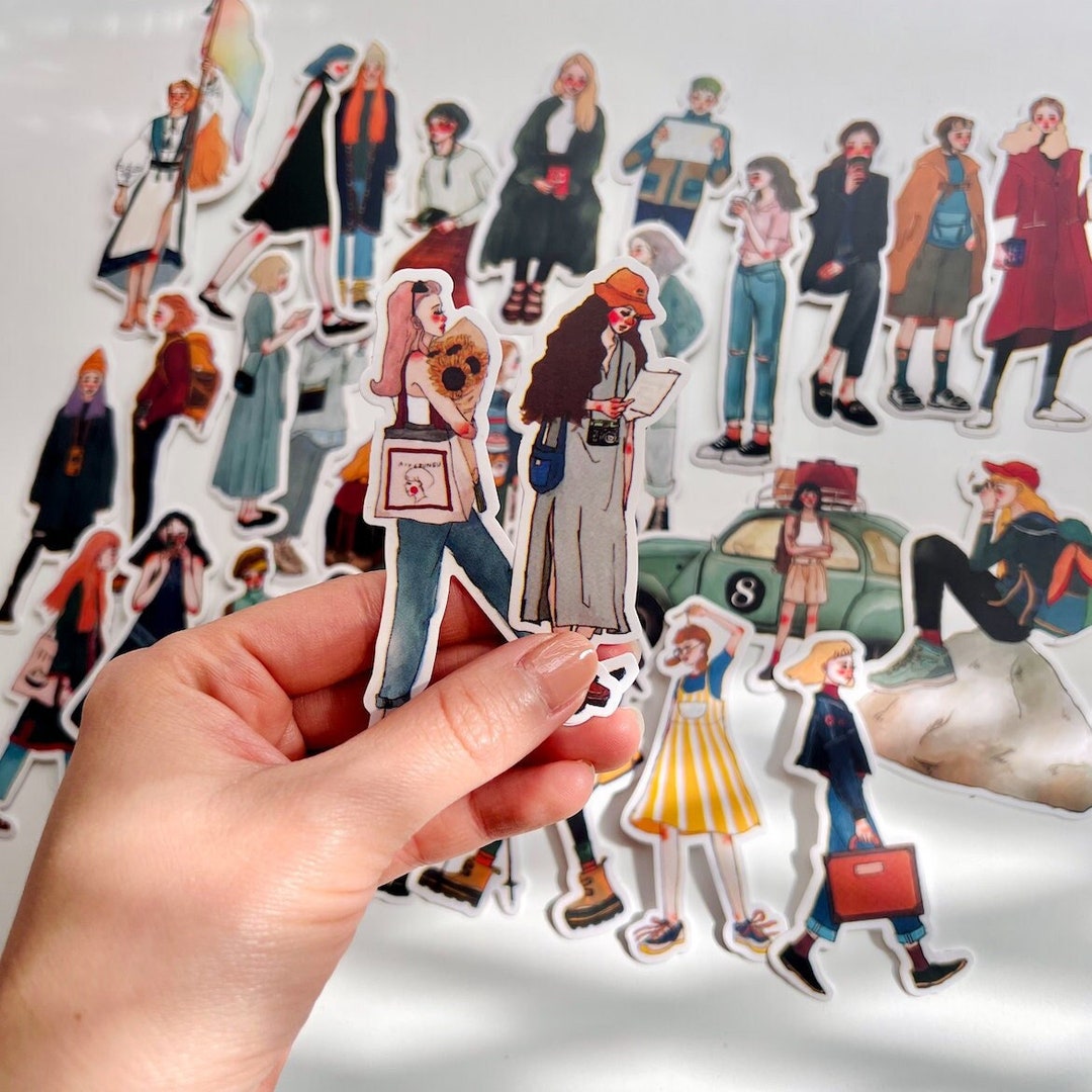 Girl's Adventure Fashion Girl Die Cut Sticker 30pcs, Hand-drawn High ...