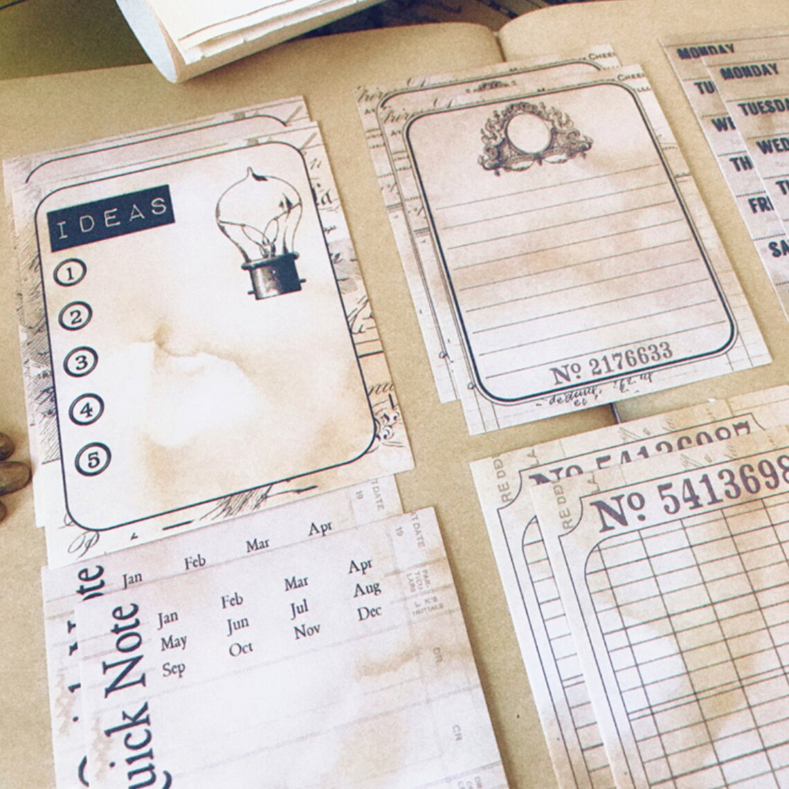 Coffee Stain Pattern Vintage Style Note Label Stickers 10pcs, Tea Dyed ...