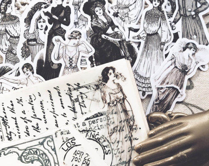 Vintage Elegant Lady European Ladies Stickers 14pcs, Translucent Vellum ...