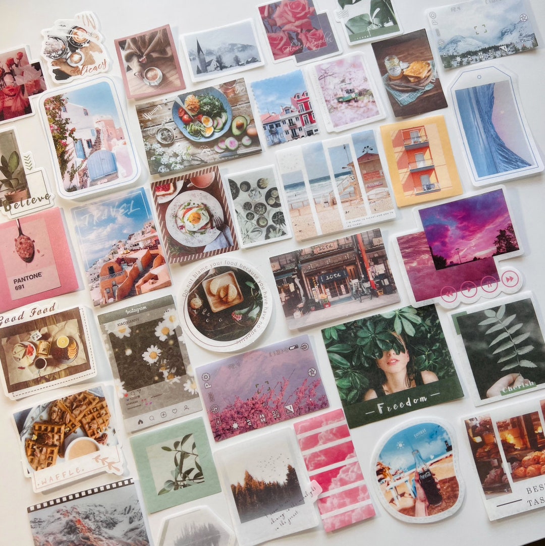 40pcs Photo Collage Washi Stickers, Translucent Cafe Brunch Scenery ...